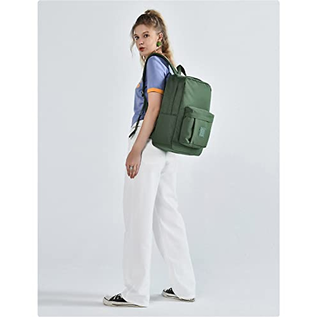 HotStyle 599s Simple Backpack, Classic Bookbag with Multi Pockets, Durable for School & Travel, Hunter Green