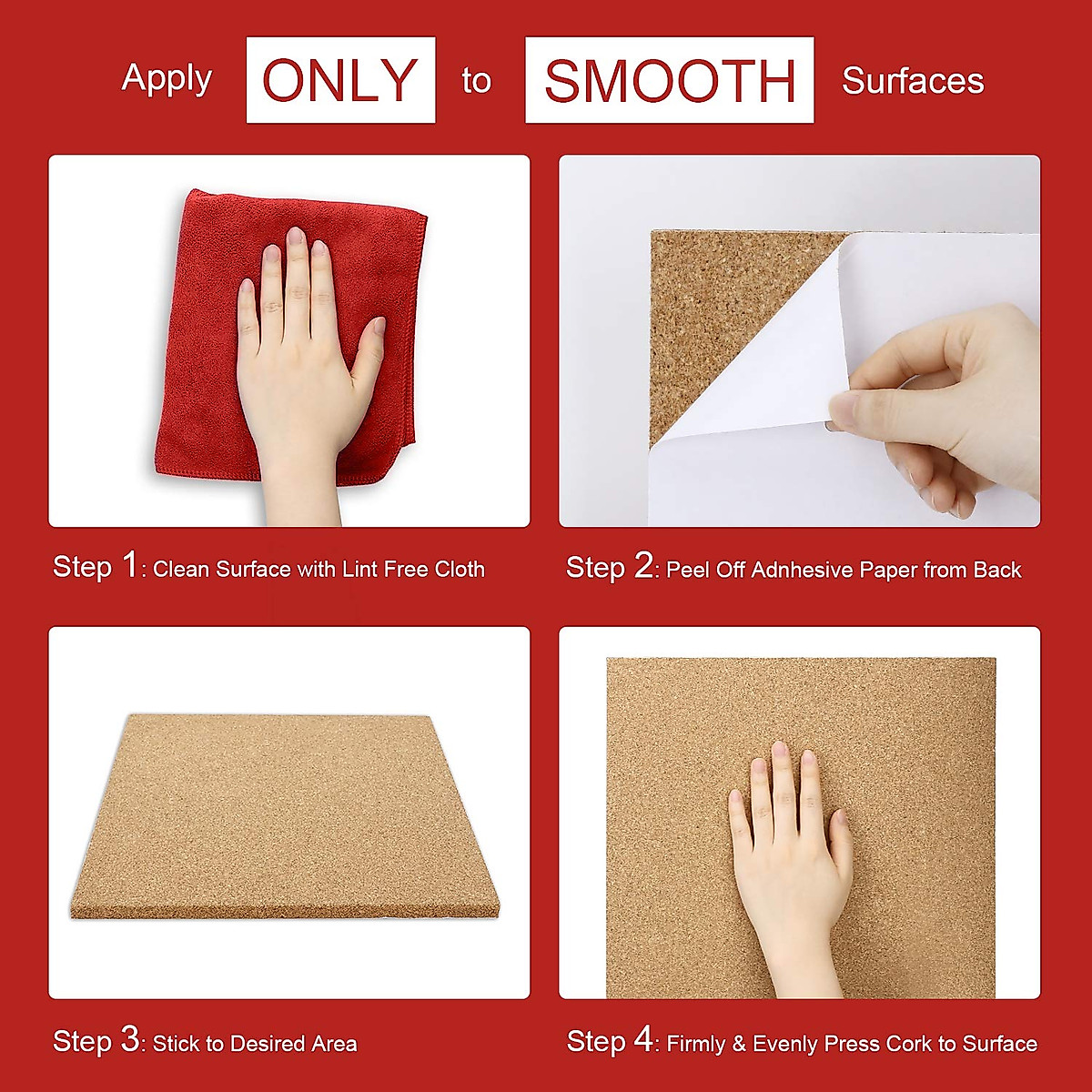 ODOME Cork Board Tiles 12”X 12” – 1/2” Thick Cork Board – Bulletin Board – Pin Board Decoration for Pictures,Ultra Strength Adhesive Backing – 6 Pieces Cork Boards for Walls – 1 Box Push Pins