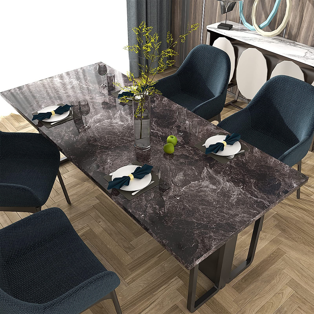 LACHEERY Black Sandstone Marble Contact Paper for Countertops Waterproof Countertop Contact Paper Peel and Stick Marble Wallpaper Removable Wall Paper Roll for Kitchen Cabinets Counter Top 15.8"x80"