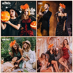 ABOOFAN Fascinator Hats for Women Tea Party Headband Headwear Wedding Cocktail Halloween Accessory Orange