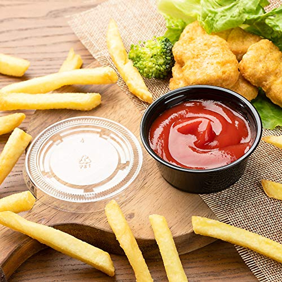 Restaurantware Base 2 Ounce Sauce Cups, 2000 Microwave-Safe Condiment Cups - Crack-Resistant, Disposable, Black Plastic Portion Cups, For Samples, Sauces, Or Toppings, Lids Sold Separately