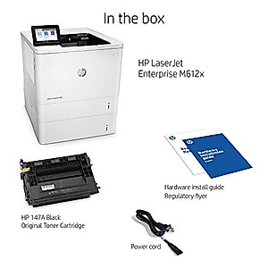 HP LaserJet Enterprise M612x Monochrome Printer with built-in Ethernet, 2-sided printing & extra paper tray (7PS87A), White