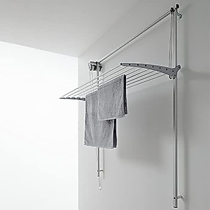 foxydry Wall Mounted Clothes Drying Rack, Pulley Clothes Airer Wall, Vertical Drop Down Laundry Drying Rack (100)
