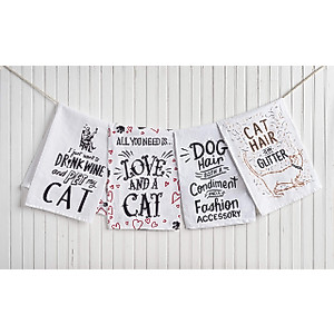 Primitives by Kathy 36922 LOL Made You Smile Dish Towel, 28 x 28-Inches, Drink Wine and Pet My Cat