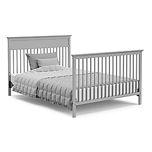 Storkcraft Carmel 5-in-1 Convertible Crib (Pebble Gray) - Converts from Baby Crib to Toddler Bed, Daybed and Full-Size Bed, Fits Standard Full-Size Crib Mattress, Adjustable Mattress Support Base
