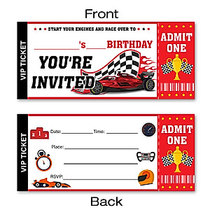 VAHATAN Car Racing Birthday Party Invitations 20 Pack Red Car Racing Ticket Invitations with Envelopes Invites Cards for Birthday Party
