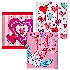 JOYIN 12 Pcs Valentine's Day Paper Gift Bags with with Tissue, Paper Wrapping Kraft Bags for Funny Gift Giving Novelty Gift Exchange Gift Wrapping Valentines Gift Bags Party Favors