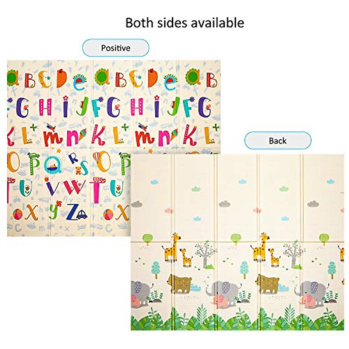 New Upgrade Extra Large Baby Play Mat Foldable Reversible Non Toxic Foam Crawl Playmat Waterproof Kids Baby Toddler Outdoor or Indoor Use(0.4/0.6in)