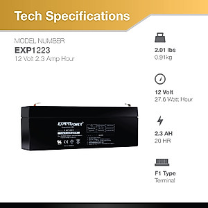 ExpertPower® 12 Volt 2.3 Ah Rechargeable Battery // EXP1223