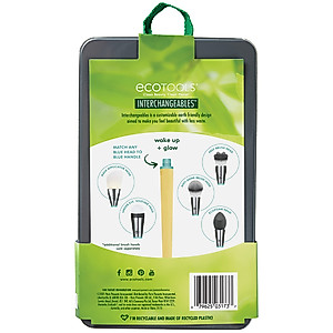 EcoTools Wake Up + Glow Interchangeables Makeup Brush Set with Case, With Beauty Blender Makeup Sponge, Silicone Applicator Face Mask Brush, Eye Roller Depuffer (Set of 6)