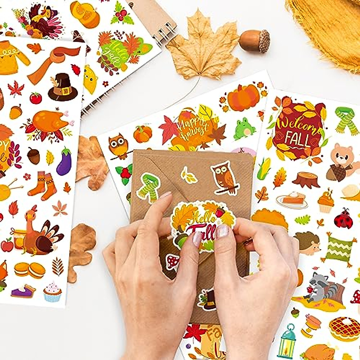 Fall Autumn Stickers 900 Counts Thanksgiving Fall Autumn Party Supplies Stickers Decals Water Bottle Scrapbook Laptop Calendar Planner Stickers Kids Boys Girls Birthday Party Gifts Decoration