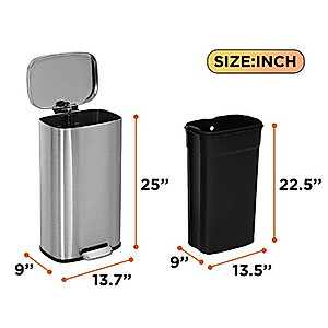 Kitchen Trash Can with Lid Step Trash Bin, 8 Gallon/ 30L Brushed Stainless Steel Fingerprint-Proof Garbage Can for Office Study Bedroom Bathroom Trash Can