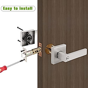 Gobrico Pack of 6 Square Door Handles Levers, Bedroom and Bathroom Privacy Locks Satin Nickel Finished, Keyless Interior Door Locksets Door Knobs