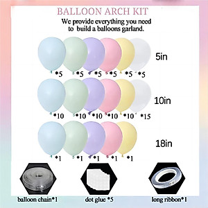 Felice Arts Pastel Balloons Garland Kit Macaron Balloons Arch Kit Baby Shower Rainbow Ice Cream Party Supplies Daisy Birthday Party Decorations