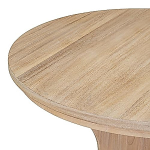 Linique 5-Piece Dining Table Set, 44" Round Dining Table with Curved Bench & Side Chairs for 4-5 People for Dining Room and Kitchen (Natural Wood Wash)