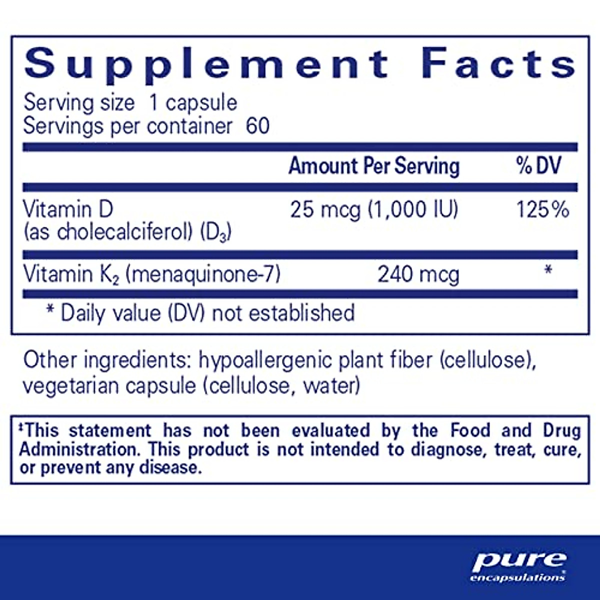 Pure Encapsulations PureHeart K2D | Hypoallergenic Supplement to Promote Calcium Homeostasis and Cardiovascular Function* | 60 Capsules