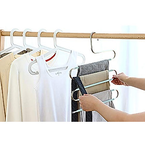 devesanter Pants Hangers Space Save Non-Slip 4 Pack S-Shape Trousers Hangers Stainless Steel Clothes Hangers Closet Storage Organizer for Pants Jeans Scarf Hanging Green