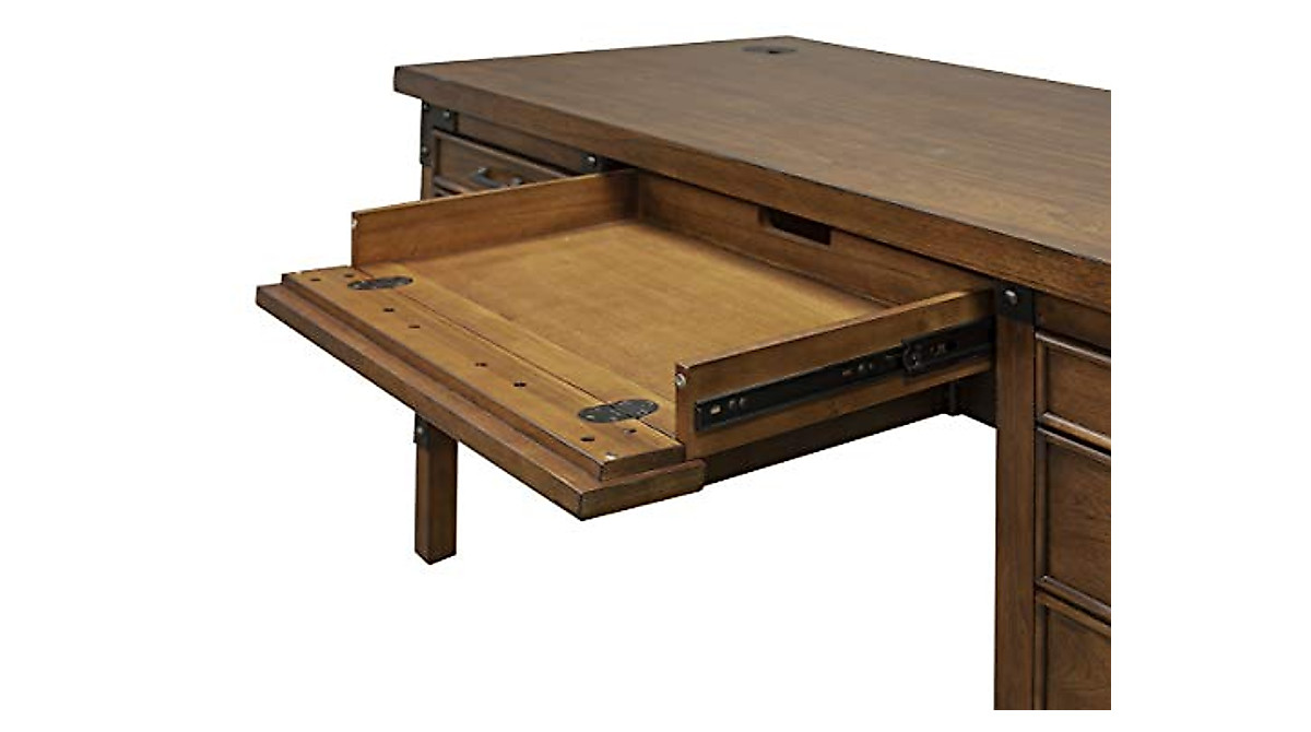 Martin Furniture Half Pedestal Desk in Brown - Elegant & Functional