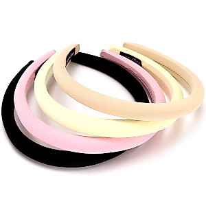 LONEEDY 8 Pack Wide Cotton Hard Hair Bands, Non-slip Padded Headband Hair Accessories for Girls and Women (Mixed color)