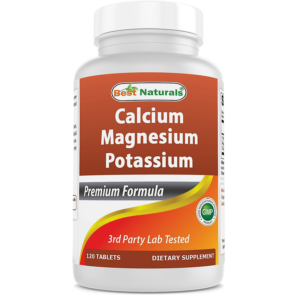 Best Naturals Calcium Magnesium Potassium - 120 Tablets - Non-GMO & Gluten Free
