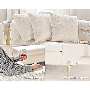 AMERLIFE Sofa, 2 Piece Sofa Set, Loveseat Set- Oversize Sofa Couch, Comfy Sofa for Living Room- Bouclé Deep Seat Sofa, White Sofa