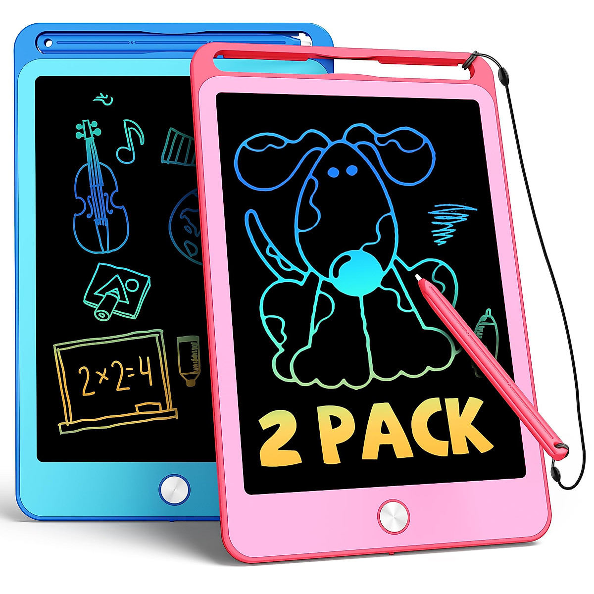 TEKFUN 2 Pack LCD Writing Tablet for Kids, 8.5 Inch Blue+Pink Doodle Board Drawing Board Drawing Tablet with Lanyard, Educational Kids Easter Toddler Toys Birthday Gift for Boys Girls 3-12 Years Old