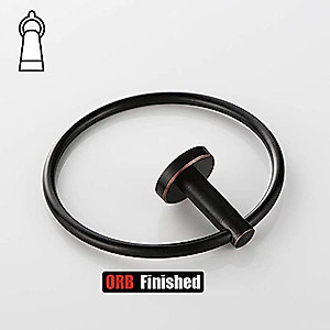JQK Towel Ring Oil Rubbed Bronze, Stainless Steel Hand Towel Holder for Bathroom, ORB Wall Mount, TR130-ORB