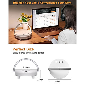 Touch Table Lamp, 4 in 1 Dimmable LED Bedside Lamp with Wireless Charger, Portable Night Light Bluetooth Speaker with Phone Holder, Nightstand Lamp for Bedroom Birthday Gift for Girl Boy Mom