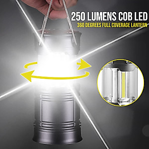 Lichamp 4 Pack LED Camping Lanterns, Battery Powered Lantern Flashlight COB Camp Light for Power Outages, Camping Supplies and Home Hurricane Supplies, F4GY