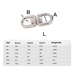 304 Stainless Steel Eye to Eye Swivel Ring,M10 3/8" Key Ring Keychain Connectors for Anchor Chain (2PCS)