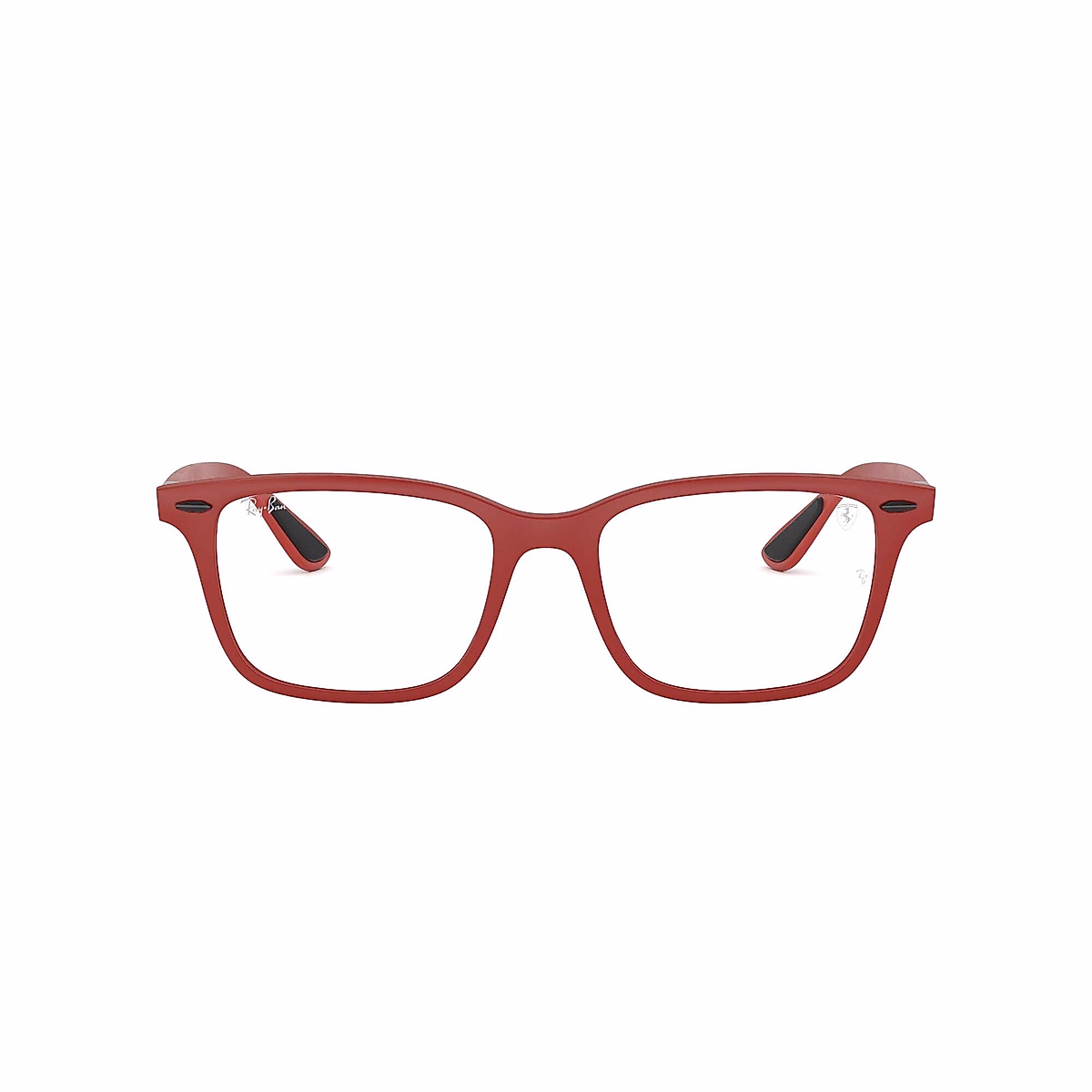 Ray-Ban RX7144M Scuderia Ferrari Collection Square Prescription Eyeglass Frames, Matte Red/Demo Lens, 53 mm