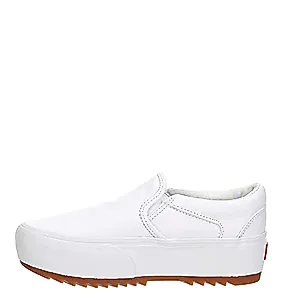 Vans Unisex Asher Platform Sneaker - Slip On Style - Canvas White 9
