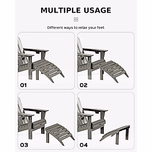 Ciokea Plastic Folding Footstool for Deck Backyard Patio Outdoor Poolside Porch Lawn Indoor, Grey