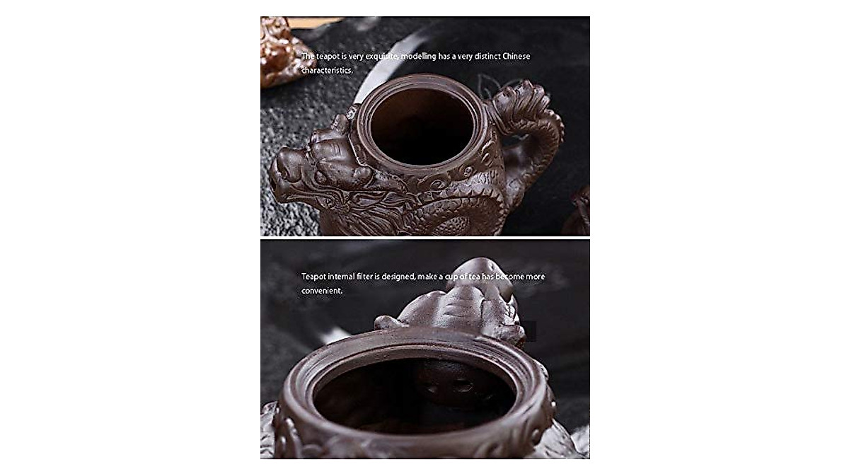 Authentic Yixing Dragon & Phoenix Tea Pot | Handcrafted 510ML Purple Clay