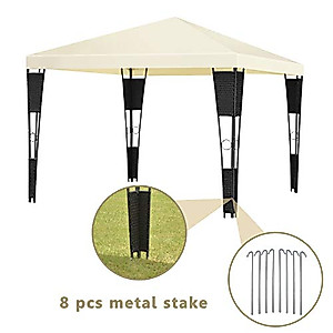 Tangkula Gazebo 10 x 10, Metal Frame Gazebo Canopy for Outdoor Patio Garden Backyard (Beige)