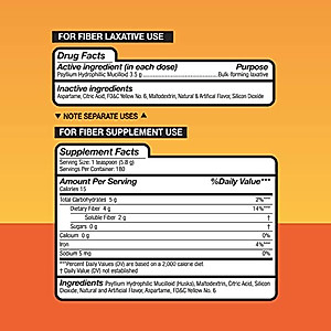 Equate - Fiber Therapy, Smooth Texture, Orange Flavor, Powder, 36.8 oz, Sugar Free 180 Doses