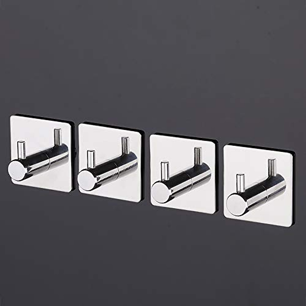 Celbon 4PC Bath Towel Hook Self Adhesive Black Sticky SUS 304 Stainless Steel Robe Hooks Robe Hook Heavy Duty Door Hooks Hanger for Bathrooms,Kitchen,Lavatory Closet (4PC, Chrome Square)… (2PC)