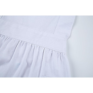 Hyzrz Cute Retro Adjustable Ruffle Aprons with Pockets for Women Girls Vintage Cross Back Pinafore Dress Maid Costume Apron Small to Plus Size (Adjustable, White)