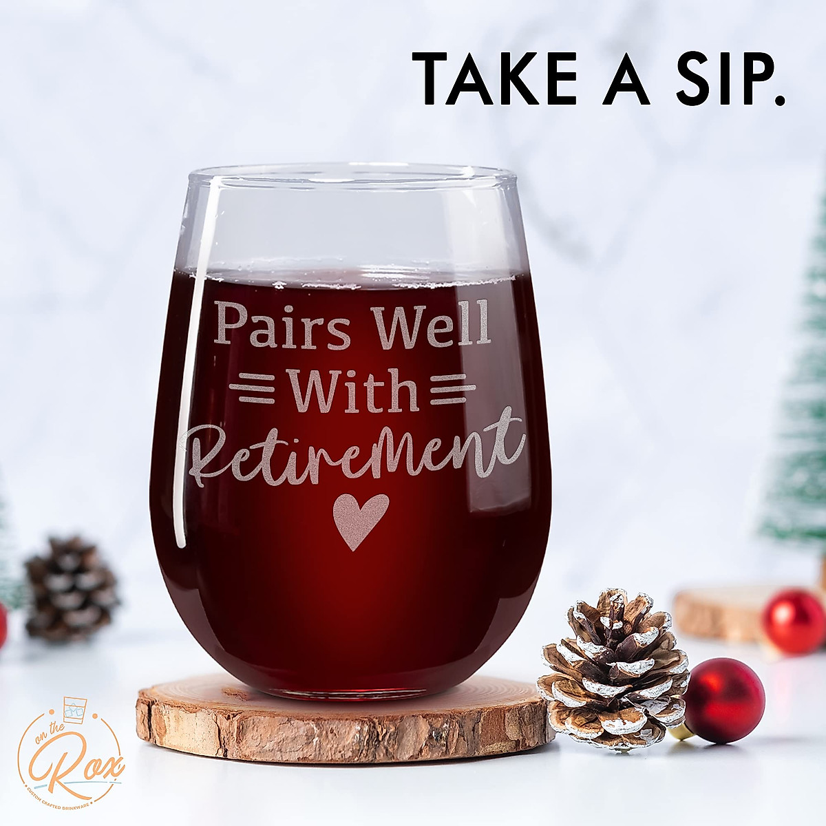 Retirement Gifts for Women - 17 Oz Retirement Stemless Wine Glass Set of 2 - Funny Retired Wine Glass Gifts - Christmas Gifts For Government Retirees - Cool Retirement Gifts for Retired Mom