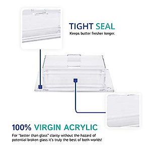 Huang Acrylic Classic Butter Dish With Lid | 2-Piece Design Butter Keeper | Covers and Holds a Standard Stick of Butter