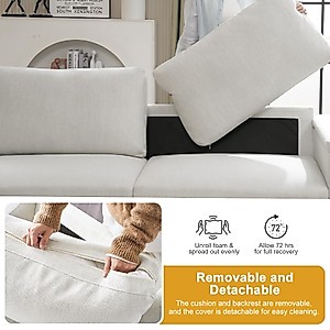 ELUCHANG Oversized Sectional Fabric Sofa with Console, 2 Cup Holders and Storage Space, Large L Shaped Couch, Sofa Covers Removable, 133.2 inch Width, 4 Seat Modular Sofa for Living Room, Linen, Ivory