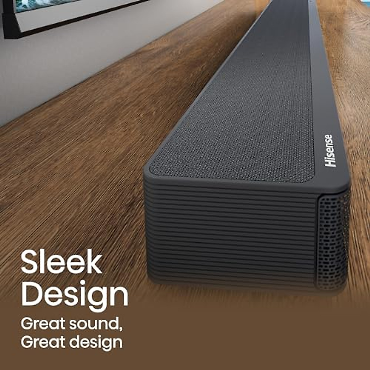 Hisense AX5125H 5.1.2Ch Sound Bar with Wireless Subwoofer, 500W, Dolby Atmos, Bluetooth 5.3, EzPlay, 4K HDMI Pass Through, Roku TV Ready, DTS:X, HDMI/AUX/ARC/Optical/USB, 7 EQ Modes