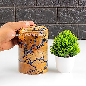 Hand crafted Wooden Rectangular Urn |with Lid Cremation Ash Remains Storage| Adult Pet Humane Ashes Male & Female Urns- Mango Wood With Resin