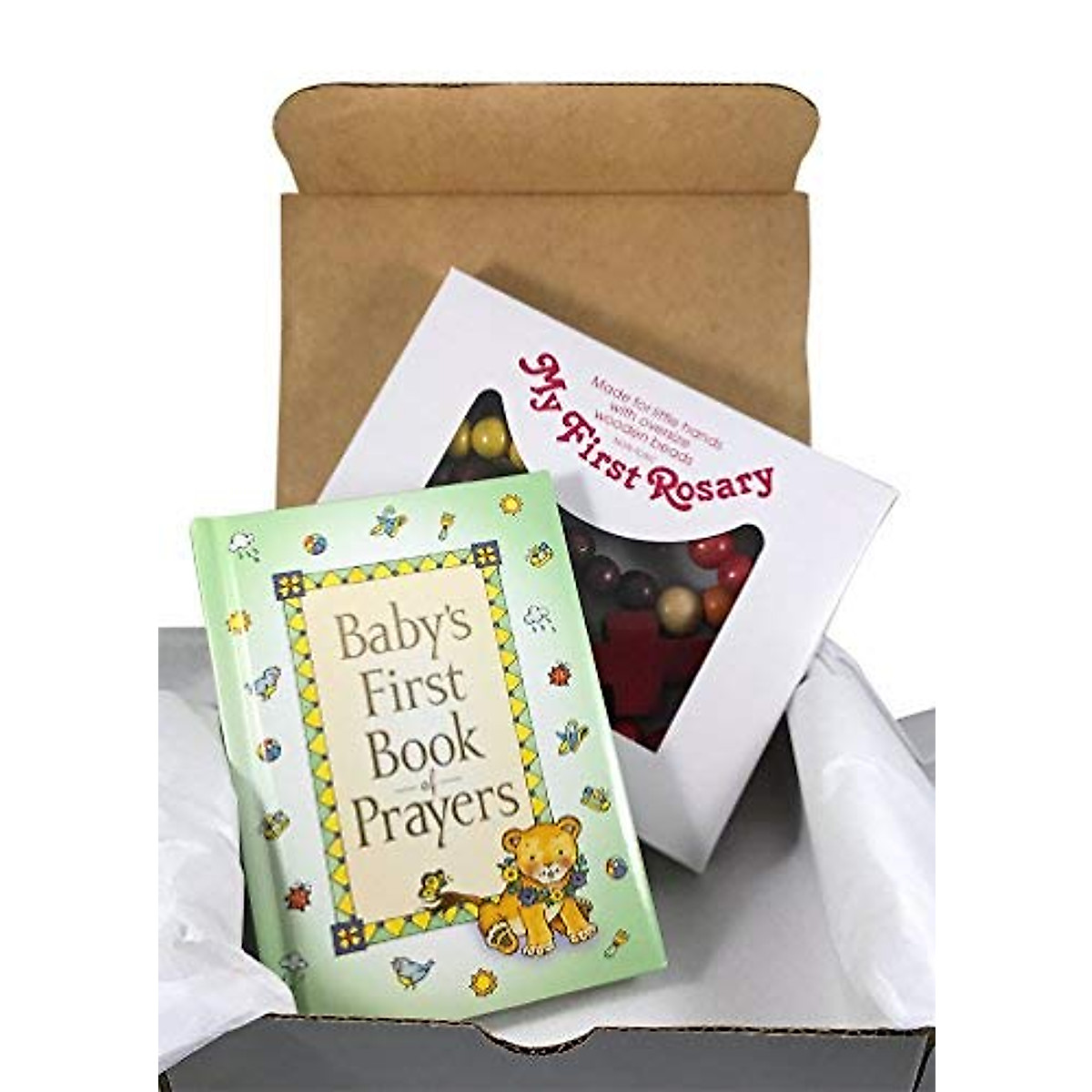 Baby Catholic Baptism Gift Set, Includes Baby's First Rosary and Baby's First Book of Prayers, Perfect Baptism, Christening, Shower Gifts