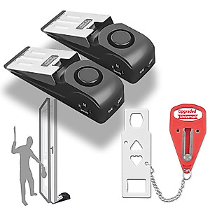 AceMining Portable Door Lock & 2 Pack Black Door Stop Alarm