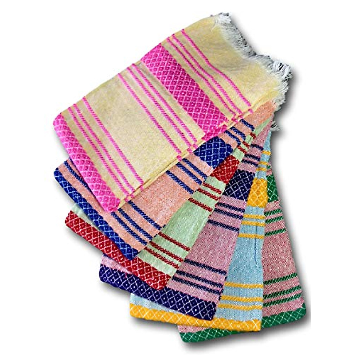 Jacq and Jürgen Tortillero Sombrero and Pancake Handwoven Basket and Handloomed Tortilla Cloth 2 Pack Warmer Keeper Bundle 100 percent Palm Mexican Art - Multicolor (Multicolor3), Medium and Large.
