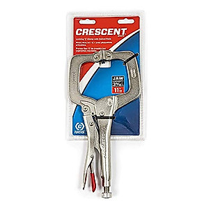 Crescent 11" Locking C-Clamp with Swivel Pad Tips - Carded - C11CCSVN , Red