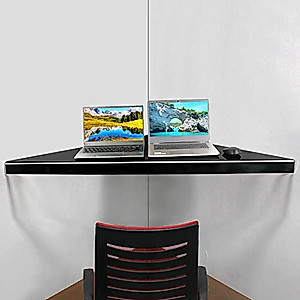 evron Super Large Corner TV Stand Floating Shelf Wall Mounting Clear Acrylic Triangle,TV Stand up to 50 inch (Black)