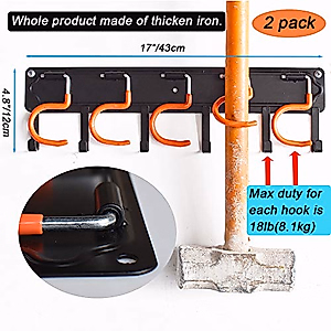 All Metal Garden Tool Organizer,Garage Organizer,Adjustable Storage System,Garage Wall Organizer for Rake,Broom and Yard Tools