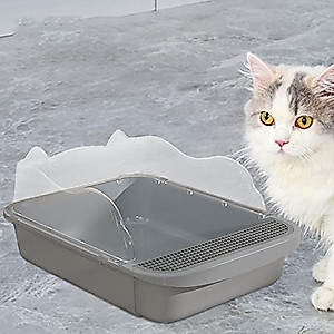 MagiDeal Open Cats Litter Box Deep Toilet Durable Pet Litter Tray for Single & Multi Cat Homes, 48x37x20cm Gray